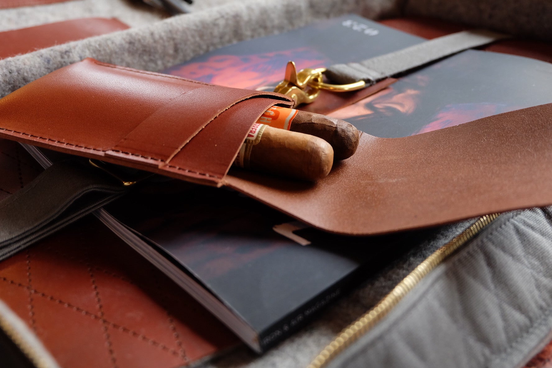 3-Finger Leather Cigar Case - Gatz Design Group